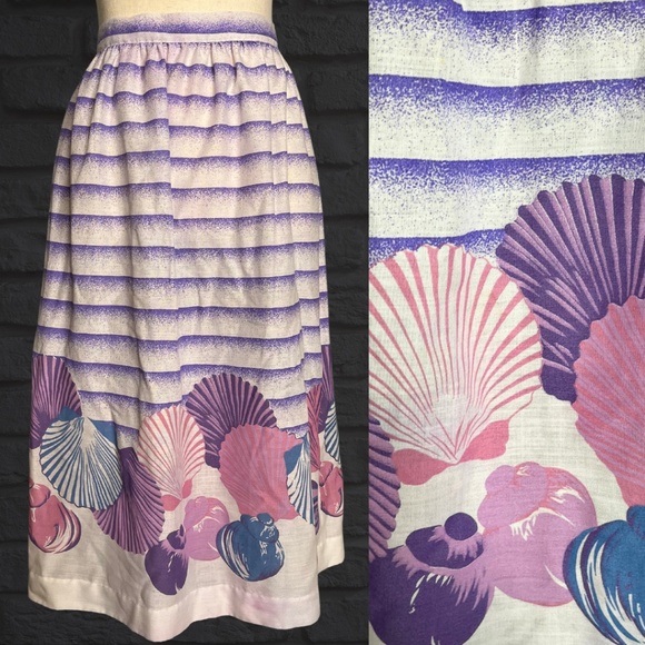 Vintage | Skirts | Vintage Handmade Seashell Midi Skirt Purple White ...
